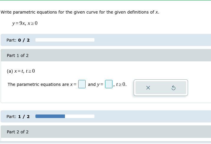 Solved Write parametric equations for the given curve for | Chegg.com