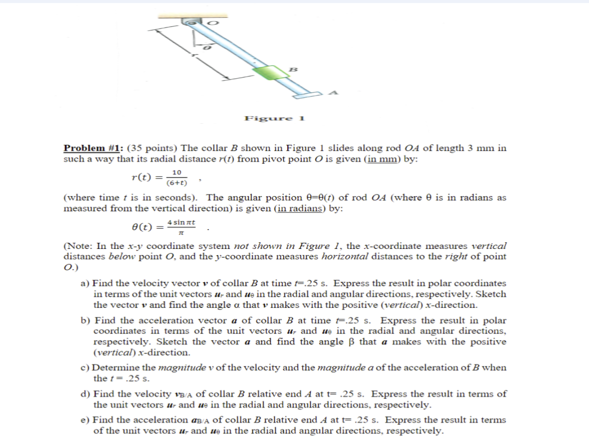 Solved Problem \#1: (35 points) The collar B shown in Figure | Chegg.com