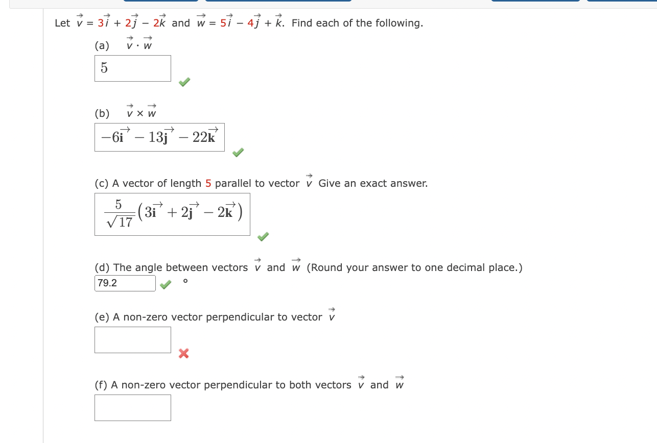 Solved v=3i+2j−2k and w=5i−4j+k. Find each of the following. | Chegg.com
