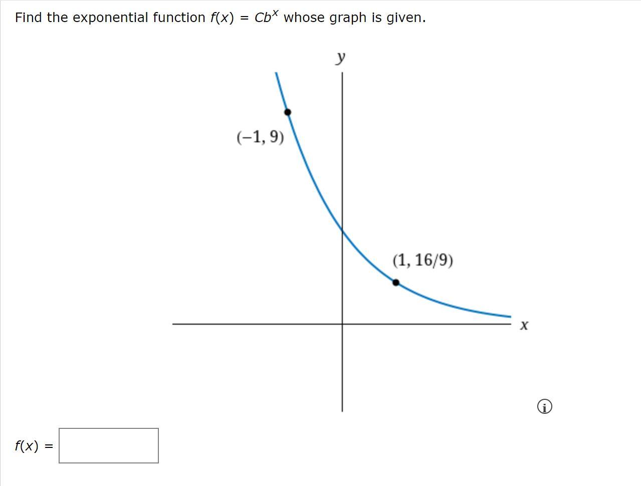 Solved Find The Exponential Function F X Cbx Whose Graph