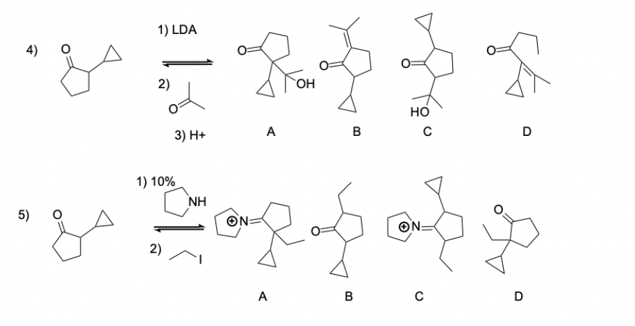 Solved 1) LDA 4) 2) 3) H+ A B C D 1) 10% 5) 2) ∧1 A B C D4 | Chegg.com