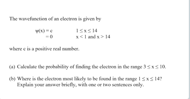 Solved The Wavefunction Of An Electron Is Given By