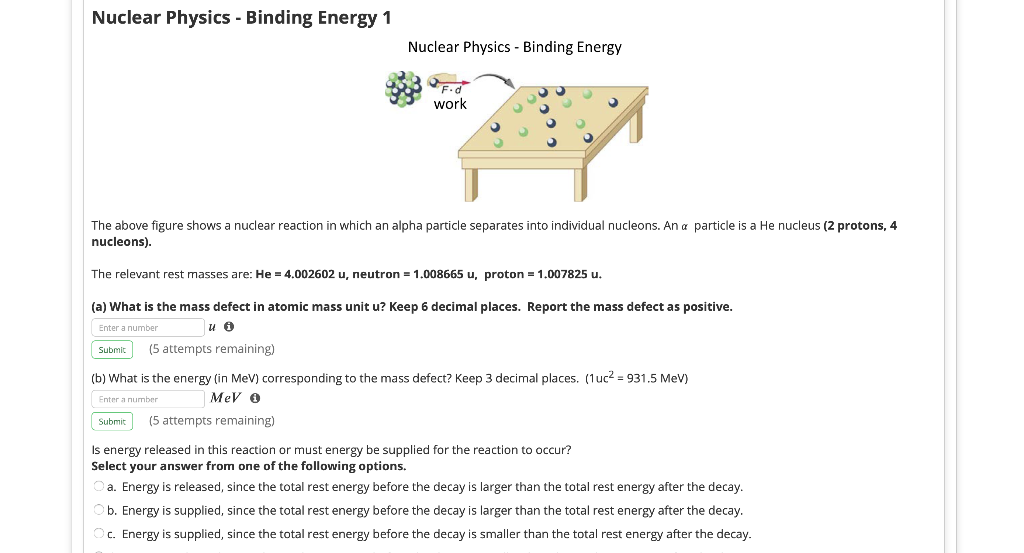 Solved Nuclear Physics - Binding Energy 1 Nuclear Physics - | Chegg.com