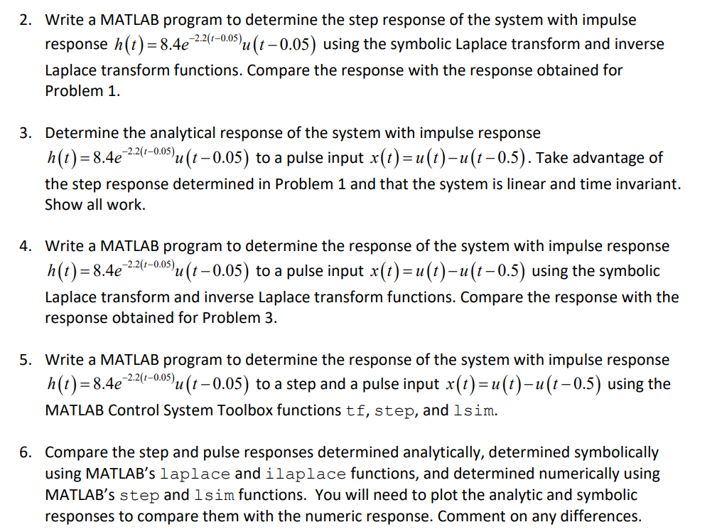 Solved Solve 2,4,5,6 please MATLAB program and step and | Chegg.com