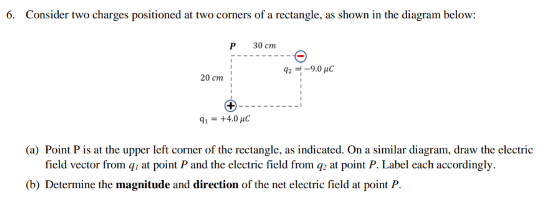 Solved Consider two charges positioned at two corners of a | Chegg.com