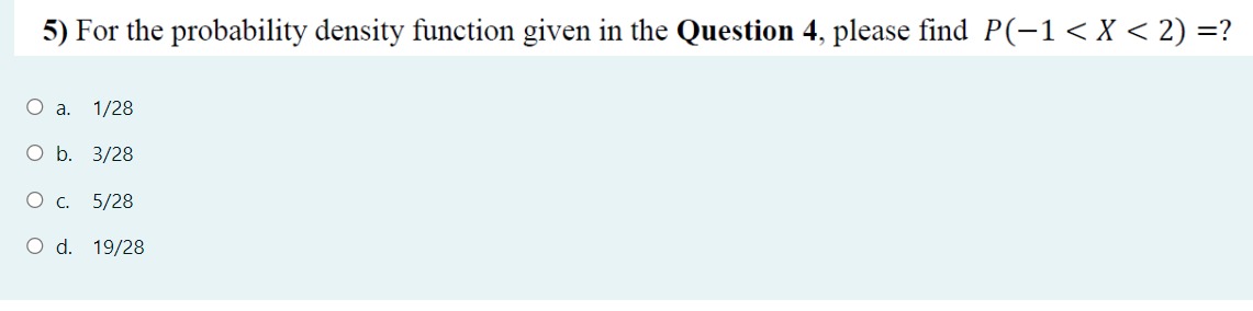 5) For the probability density function given in the | Chegg.com