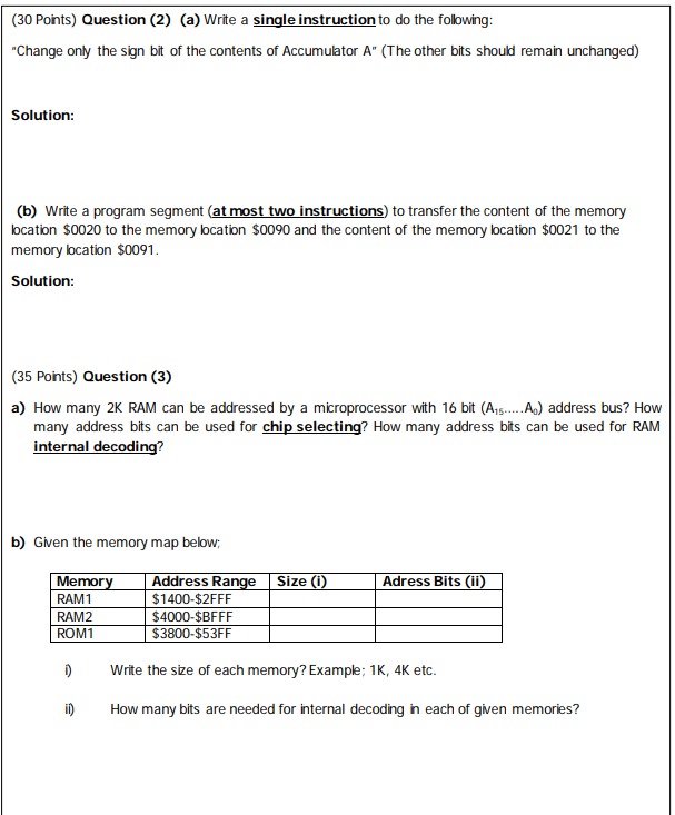 Solved (30 Points) Question (2) (a) Write a single | Chegg.com