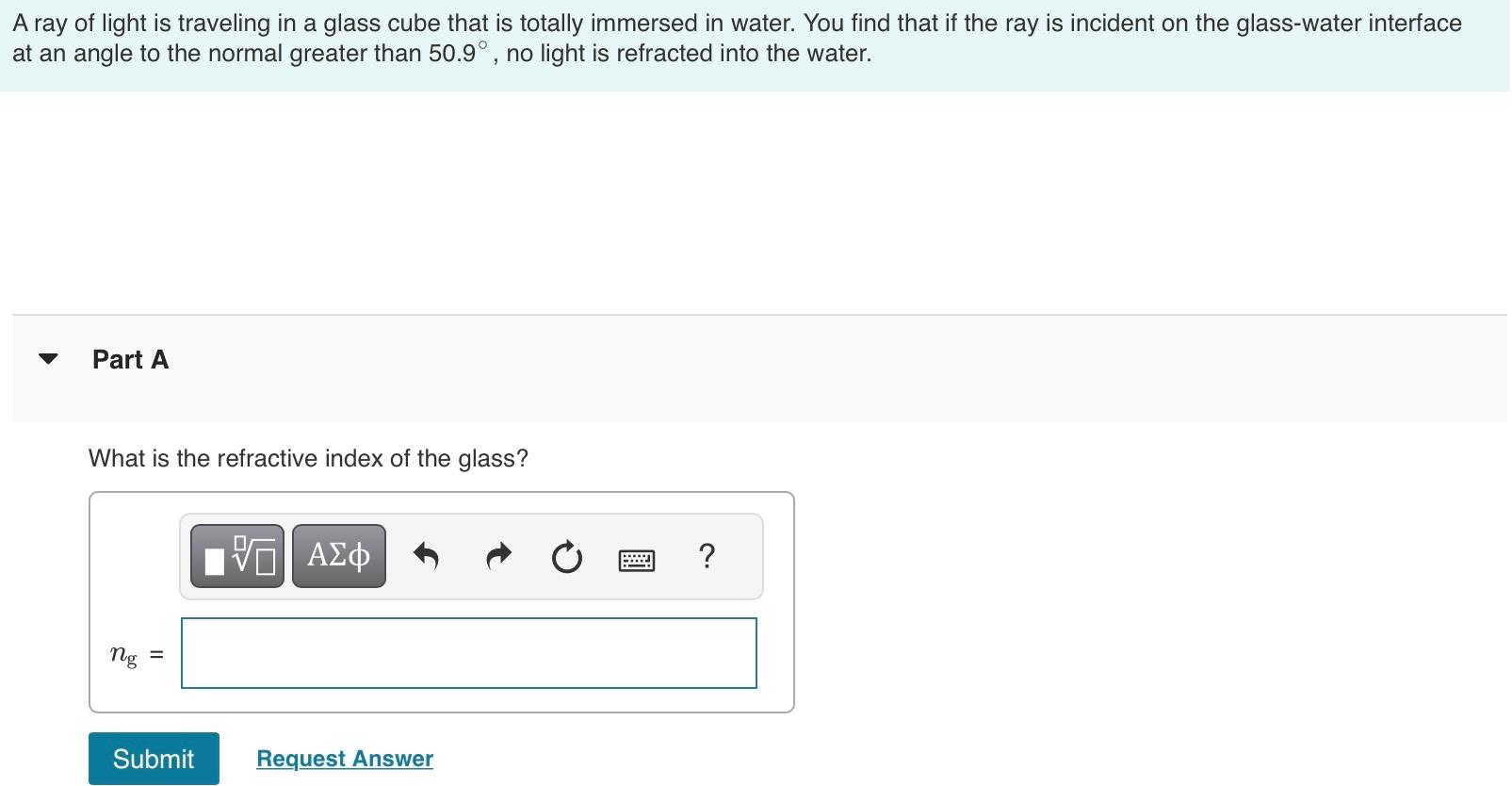 Solved A ray of light is traveling in a glass cube that is | Chegg.com