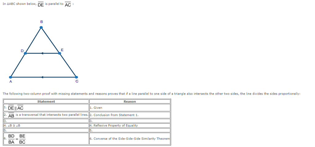 Solved In ?ABC shown below, DE is parallel to AC The | Chegg.com