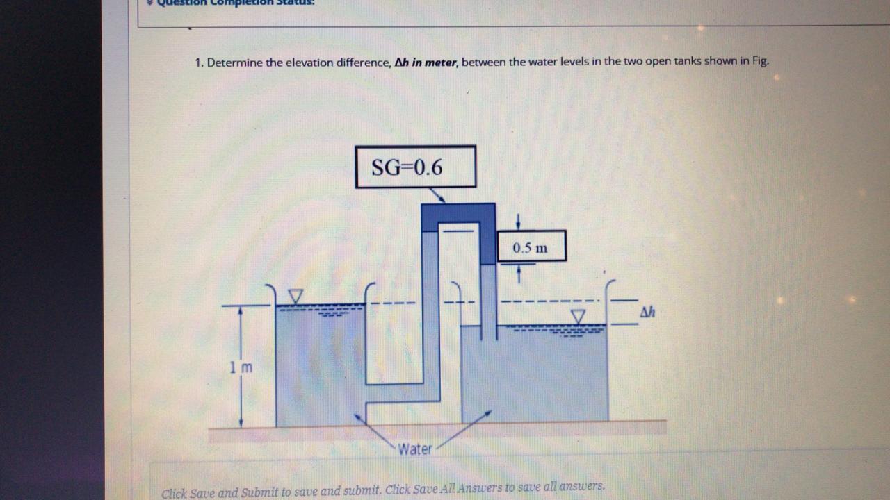 Solved Completion 1. Determine the elevation difference, Ah | Chegg.com