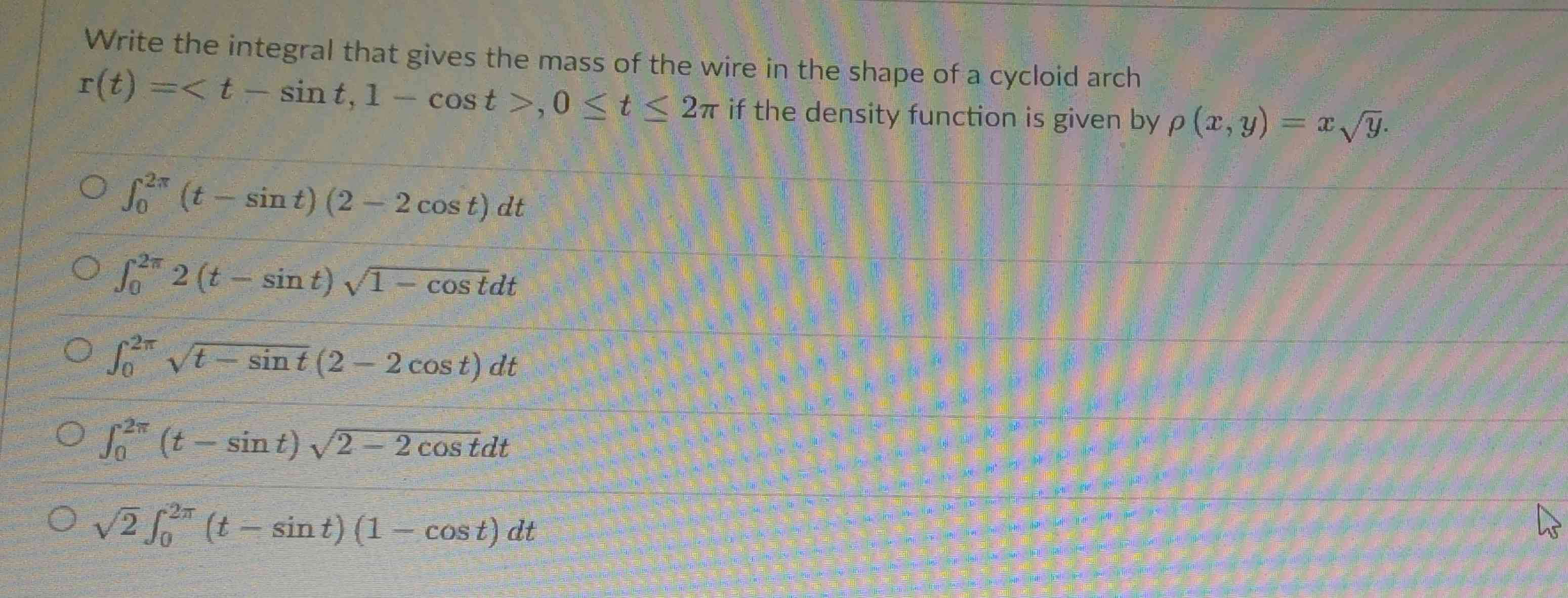 Solved Write the integral that gives the mass of the wire in | Chegg.com