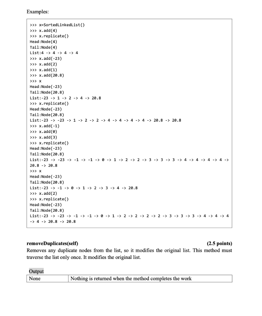 Solved Section 1: The SortedLinkedList class (10 points) In | Chegg.com