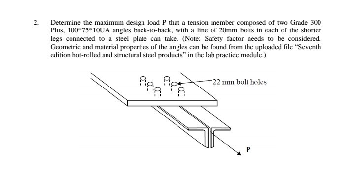 Solved Determine the maximum design load P that a tension | Chegg.com