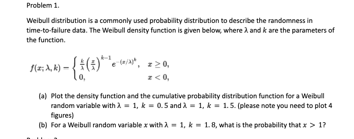 Solved Problem 1. Weibull distribution is a commonly used | Chegg.com