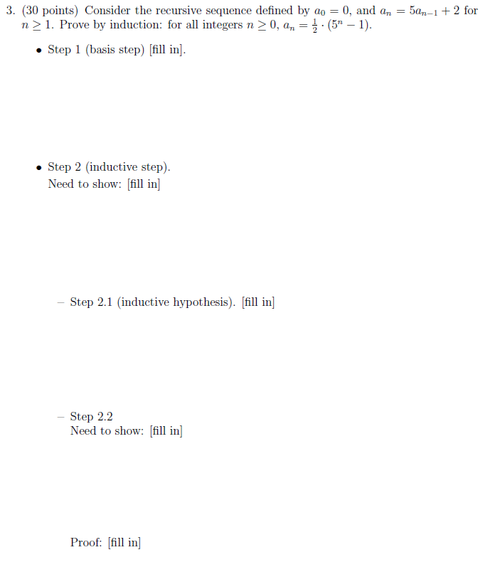 Solved = 3. (30 points) Consider the recursive sequence | Chegg.com