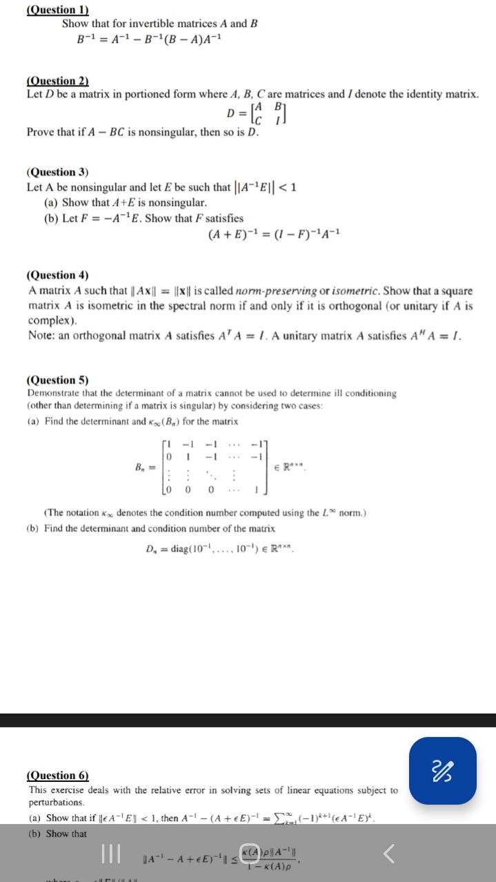 Solved (Question 1) Show that for invertible matrices A and | Chegg.com