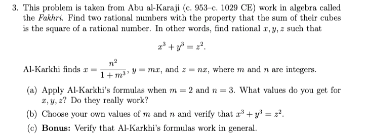 Solved 3. This problem is taken from Abu al-Karaji (c. | Chegg.com