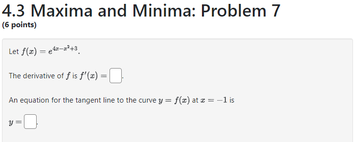 Solved 4.3 Maxima and Minima: Problem 7 (6 points) Let | Chegg.com