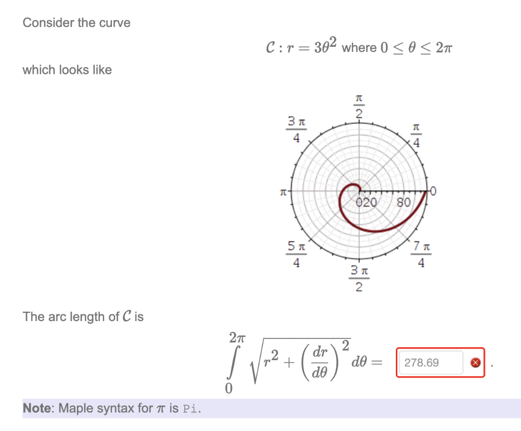 Solved Consider the curve C:r=3θ2 where 0≤θ≤2π which looks | Chegg.com