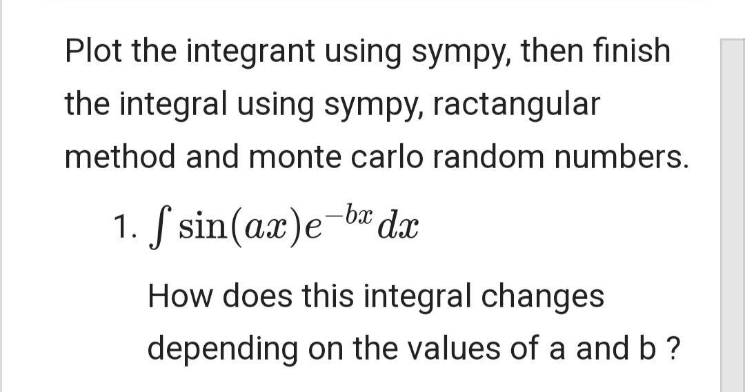 Solved Plot The Integrant Using Sympy Then Finish The 