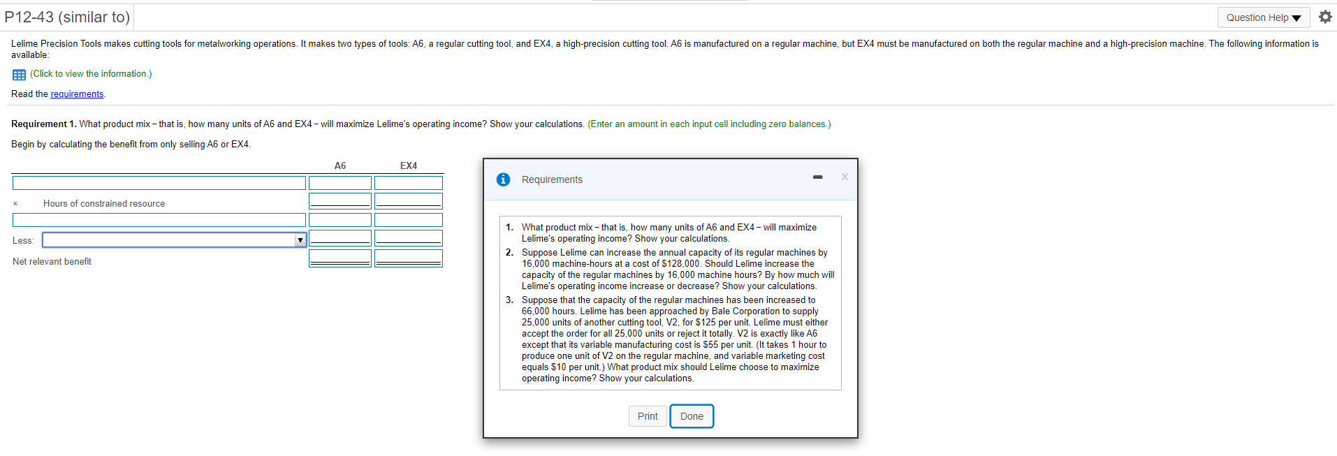 Solved P12-43 (similar to) Question Help Lelime Precision | Chegg.com