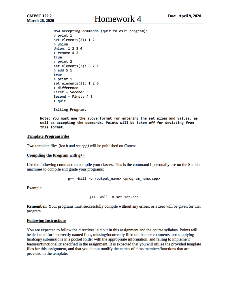 CMPSC 122.2 March 26, 2020 Due: April 9, 2020 | Chegg.com