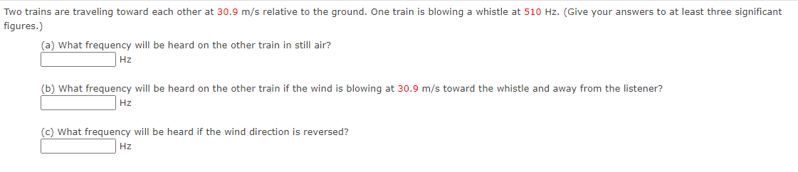Solved Two trains are traveling toward each other at 30.9 | Chegg.com