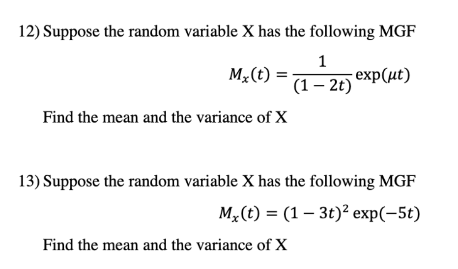 Solved 12) Suppose the random variable X has the following | Chegg.com