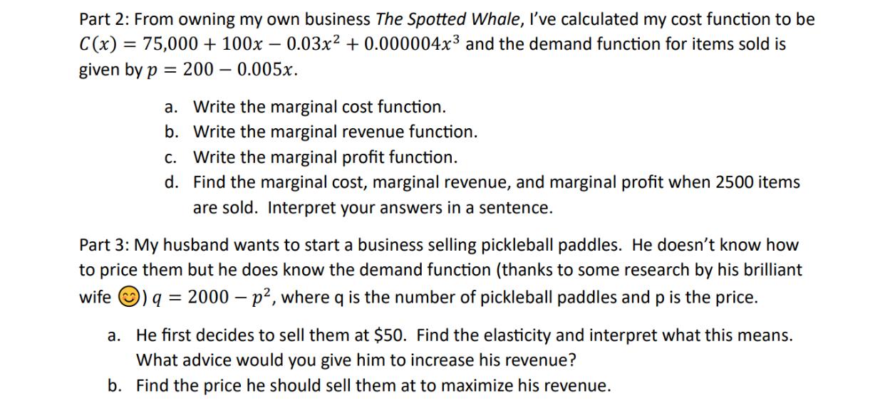 Solved Part 2: From owning my own business The Spotted | Chegg.com