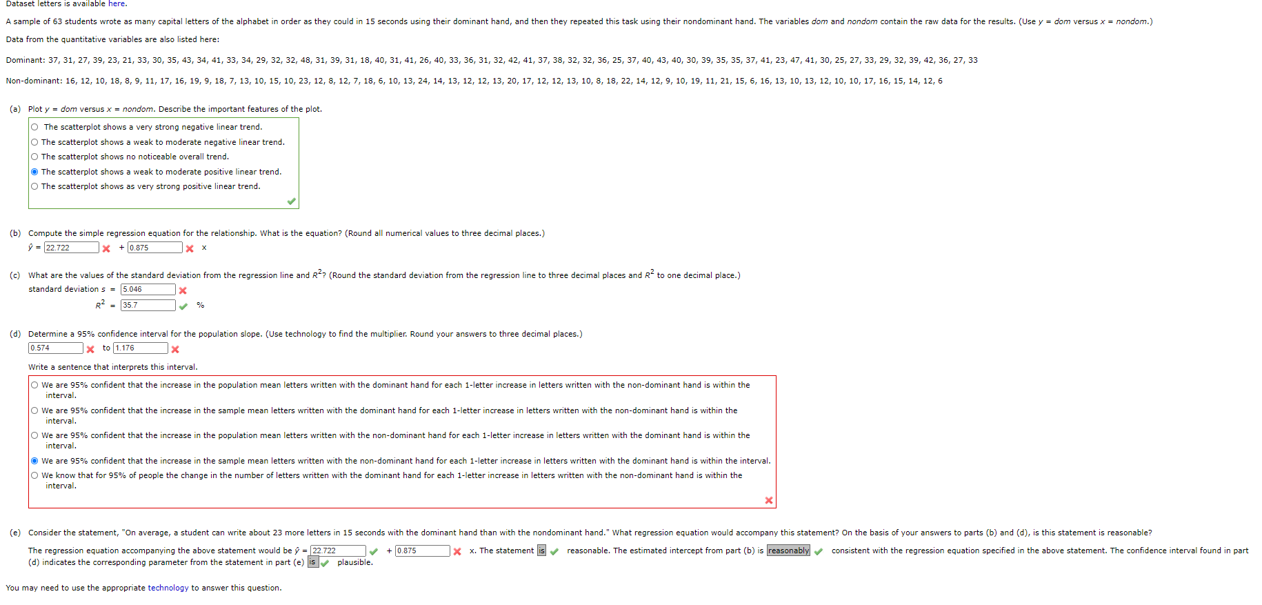 Dataset letters is available here. A sample of 63 | Chegg.com