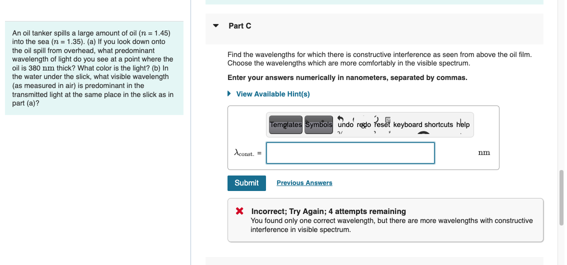 Solved * Incorrect; Try Again; 4 attempts remaining You | Chegg.com