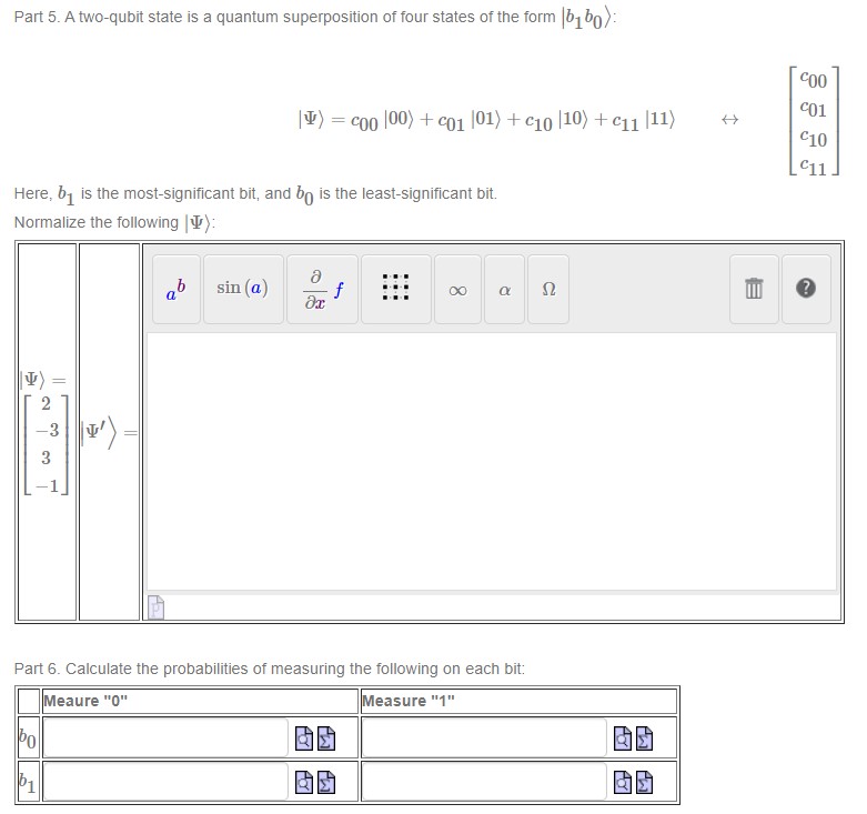 Solved Part 5. ﻿A two-qubit state is a quantum superposition | Chegg.com