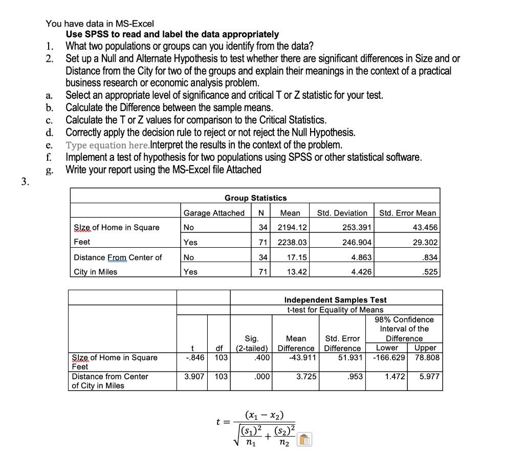 Solved You have data in MS-Excel Use SPSS to read and label | Chegg.com