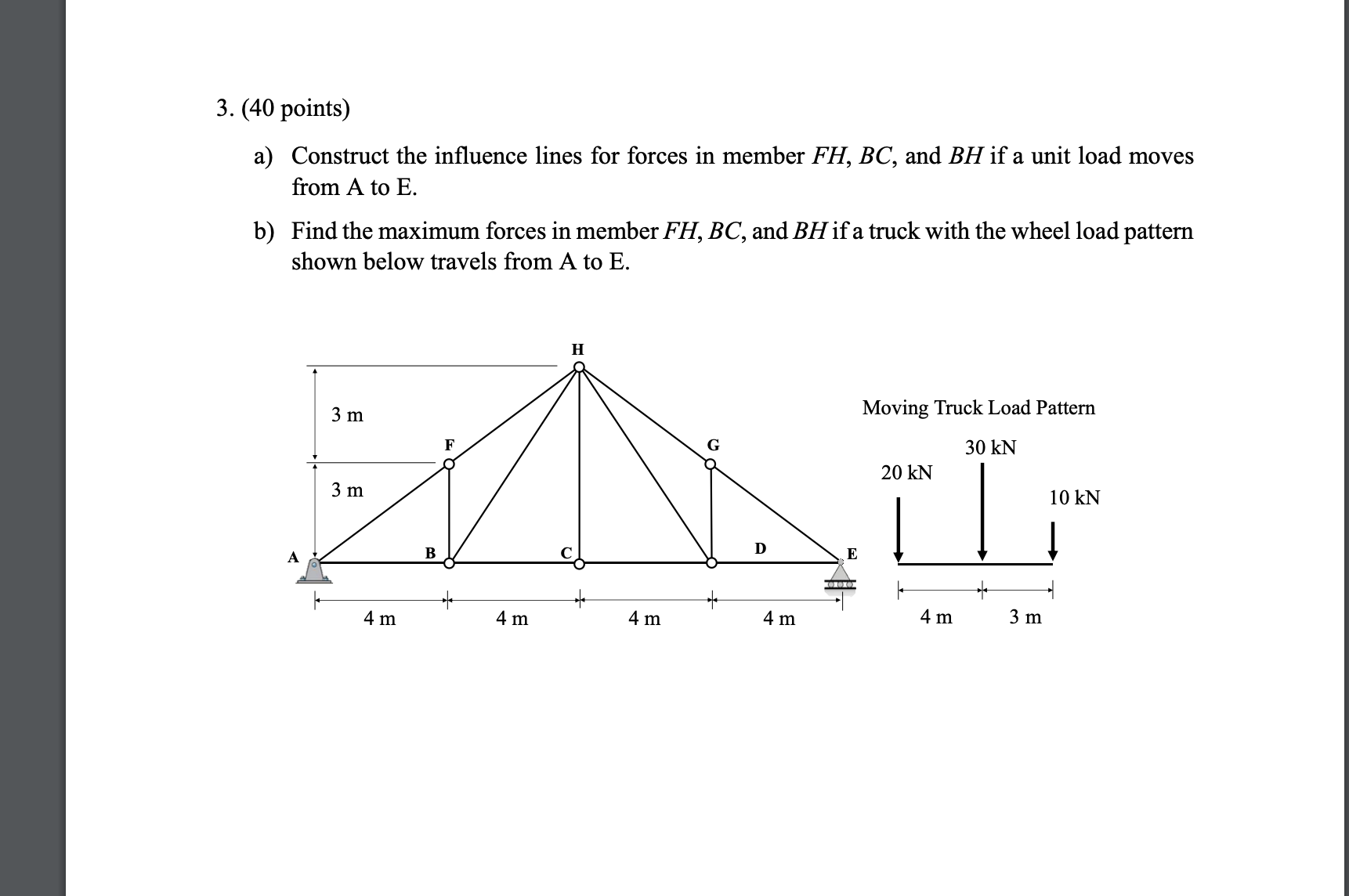 Solved 3. (40 points) a) Construct the influence lines for | Chegg.com