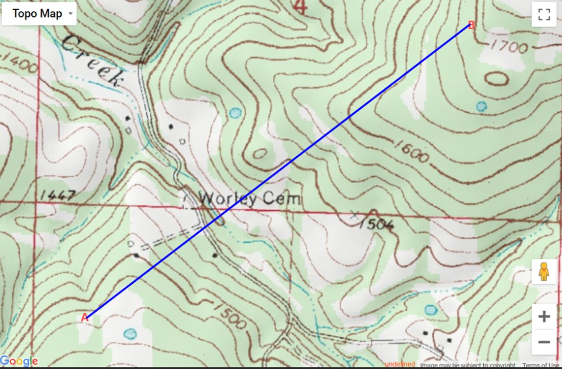 Solved Construct a topographic profile along the blue line | Chegg.com