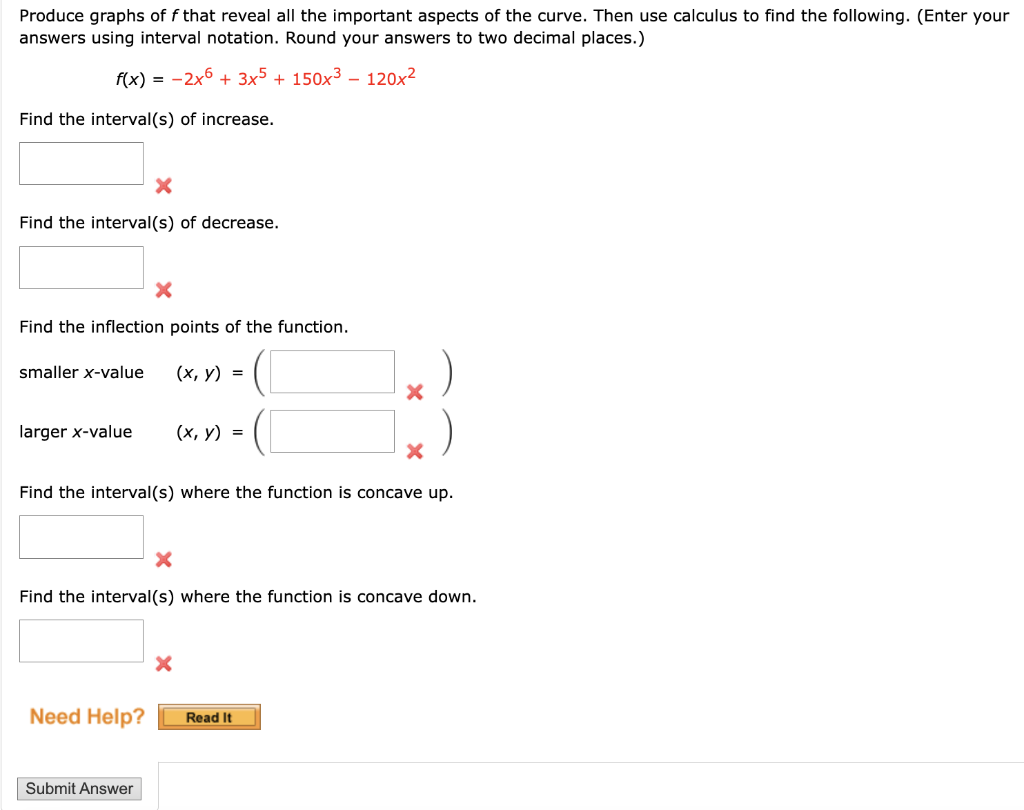 Solved Produce graphs of f ﻿that reveal all the important | Chegg.com