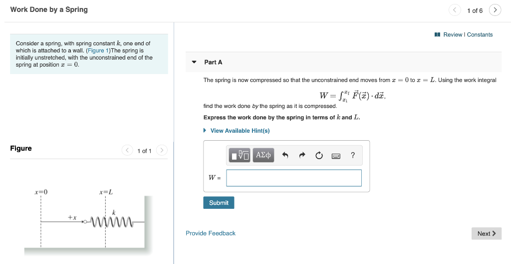 Solved Work Done by a Spring MI Review | | Chegg.com