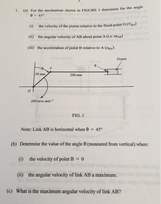 Solved angle 1. (a) For the mechanism shown in FIGURE 1 | Chegg.com
