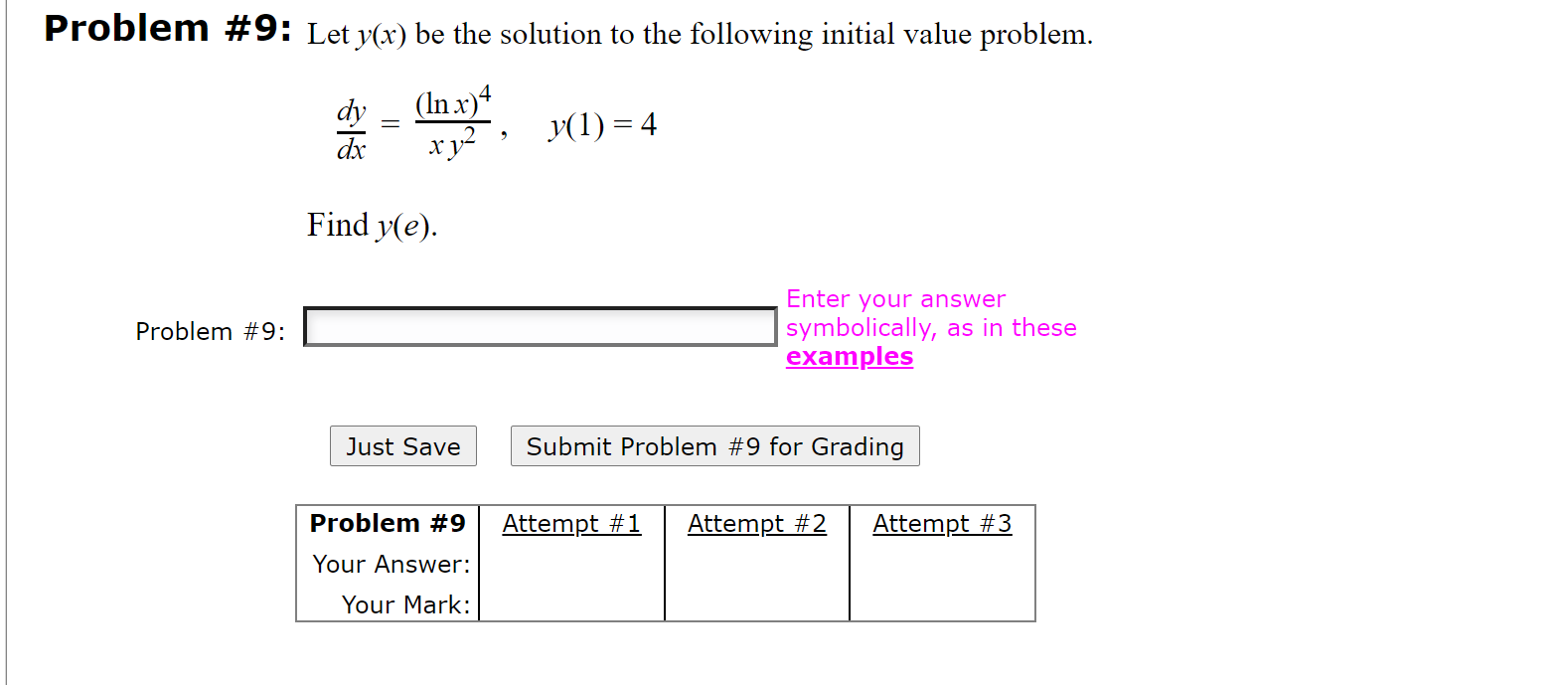 Solved Problem #9: Let y(x) be the solution to the following | Chegg.com