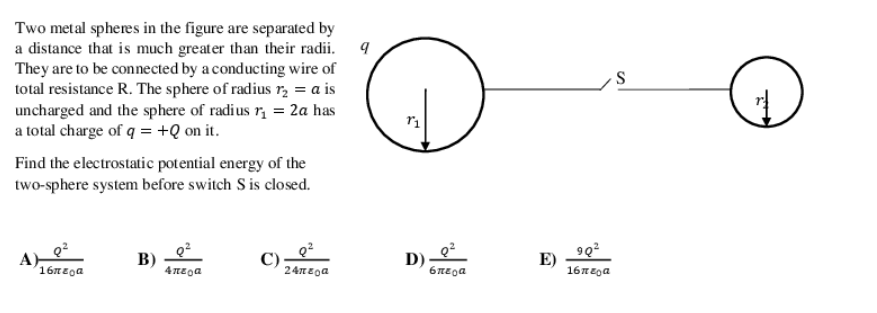 Solved Two metal spheres in the figure are separated by a | Chegg.com Solved Two metal spheres in the figure are separated by a | Chegg.com