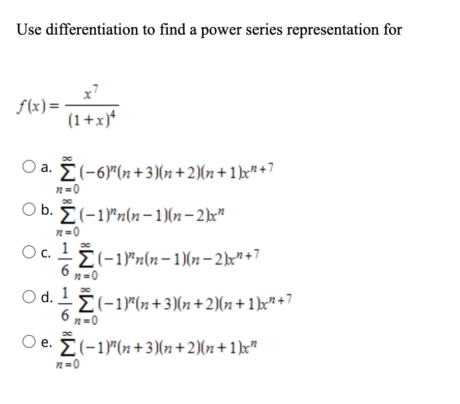 Solved Use differentiation to find a power series | Chegg.com