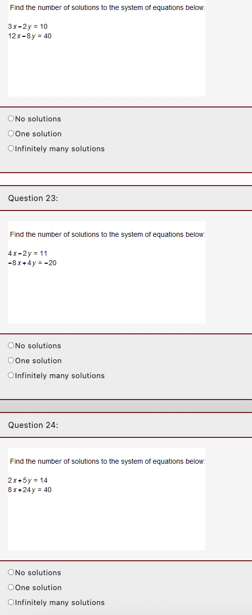 Solved Find the number of solutions to the system of | Chegg.com