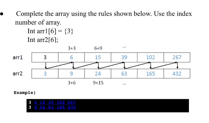 Solved »Complete the array using the rules shown below. Use | Chegg.com