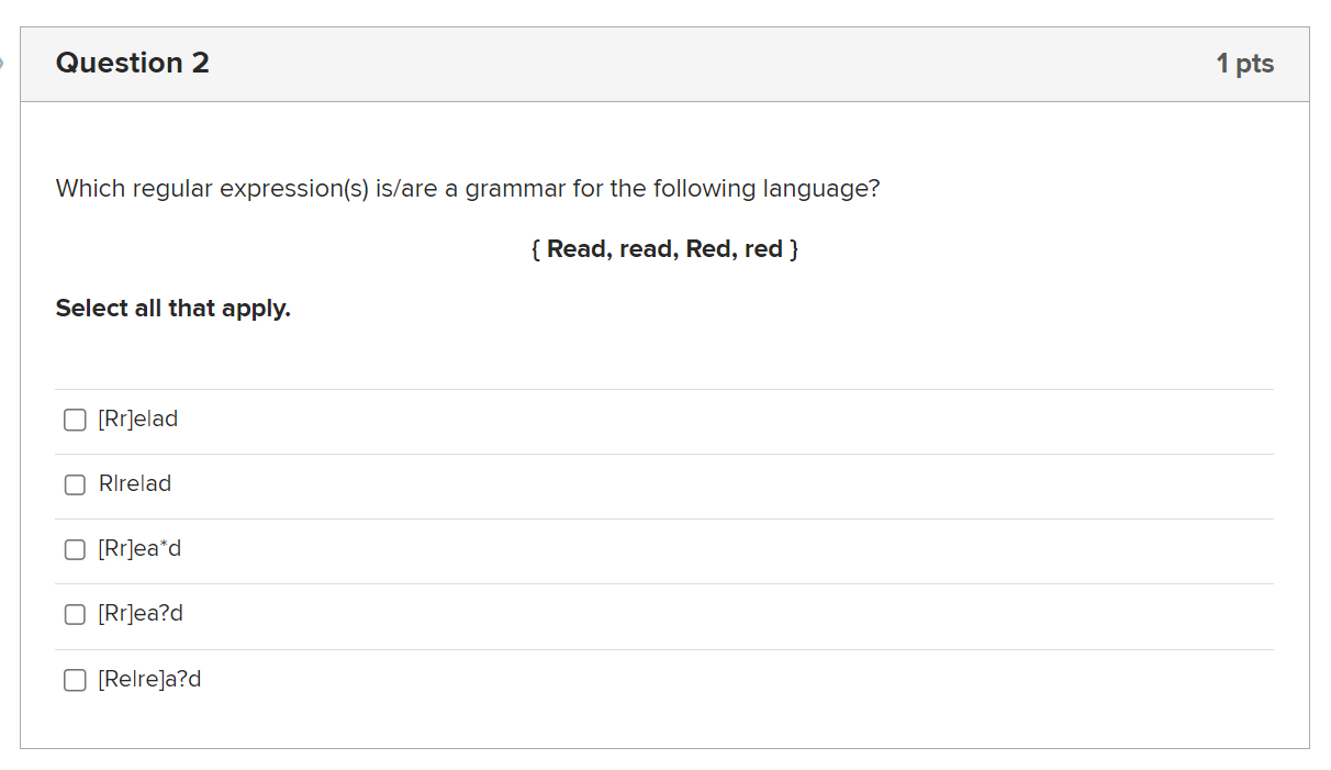 Solved Question 21 ﻿ptsWhich regular expression(s) ﻿is/are a | Chegg.com