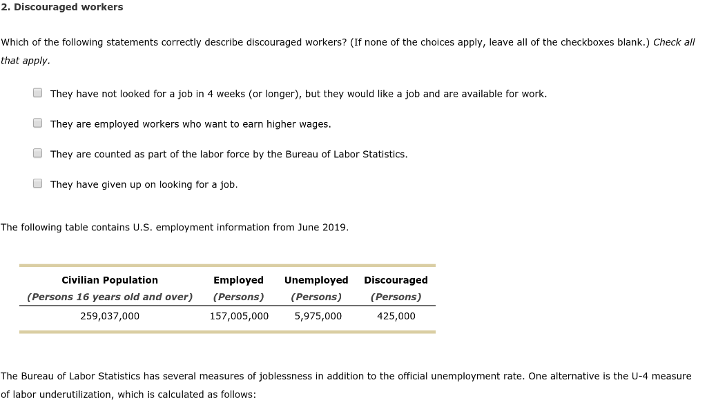 Solved 2 Discouraged Workers Which Of The Following Chegg Solved 2 Discouraged Workers Which Of The Following Chegg