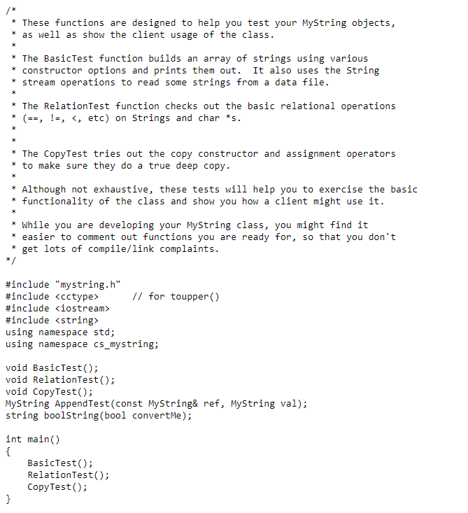 Solved I need files (main.cpp, mystring.cpp, mystring.h)In | Chegg.com