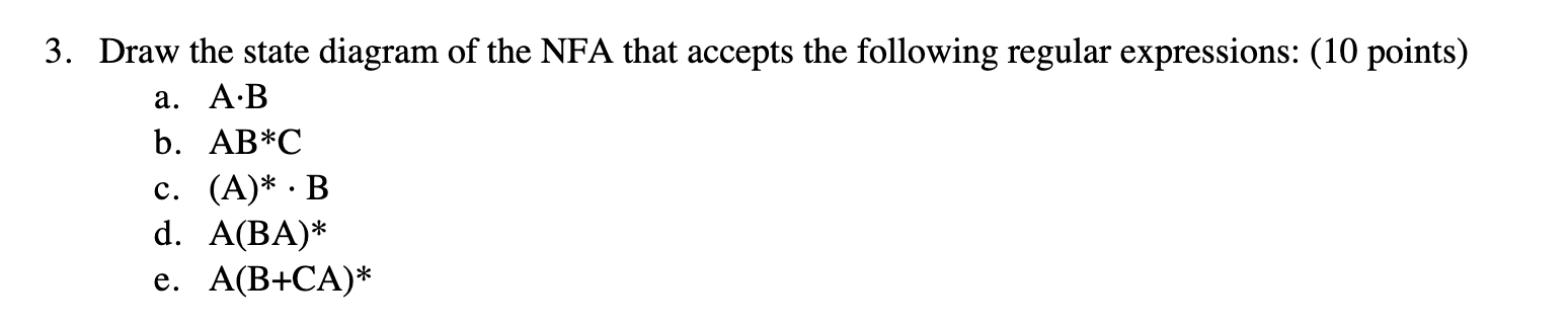 Solved 3. Draw the state diagram of the NFA that accepts the | Chegg.com