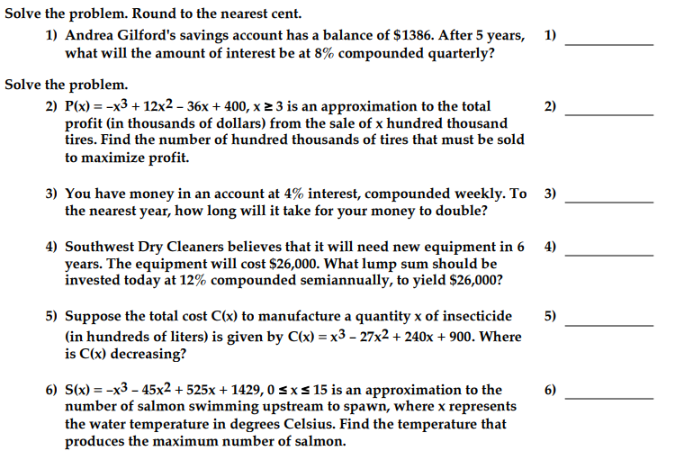 Solved 1) Solve the problem. Round to the nearest cent. 1) | Chegg.com