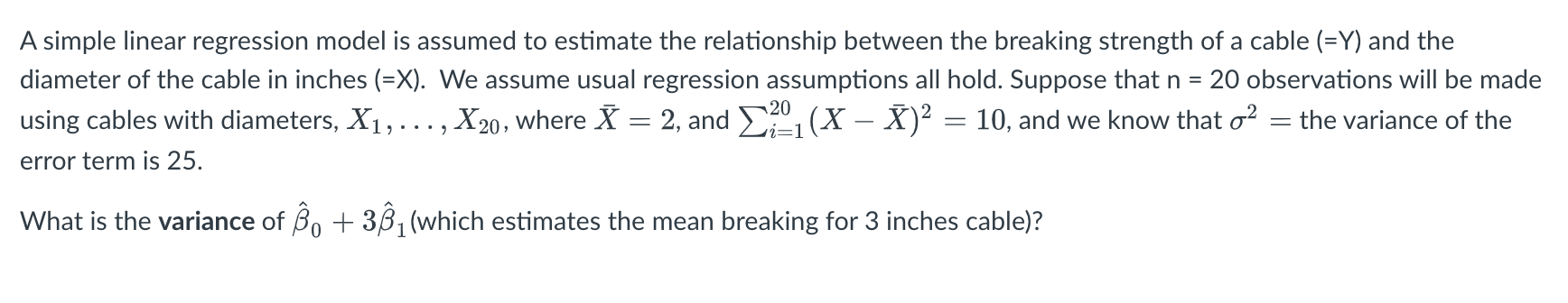 Solved = A simple linear regression model is assumed to | Chegg.com