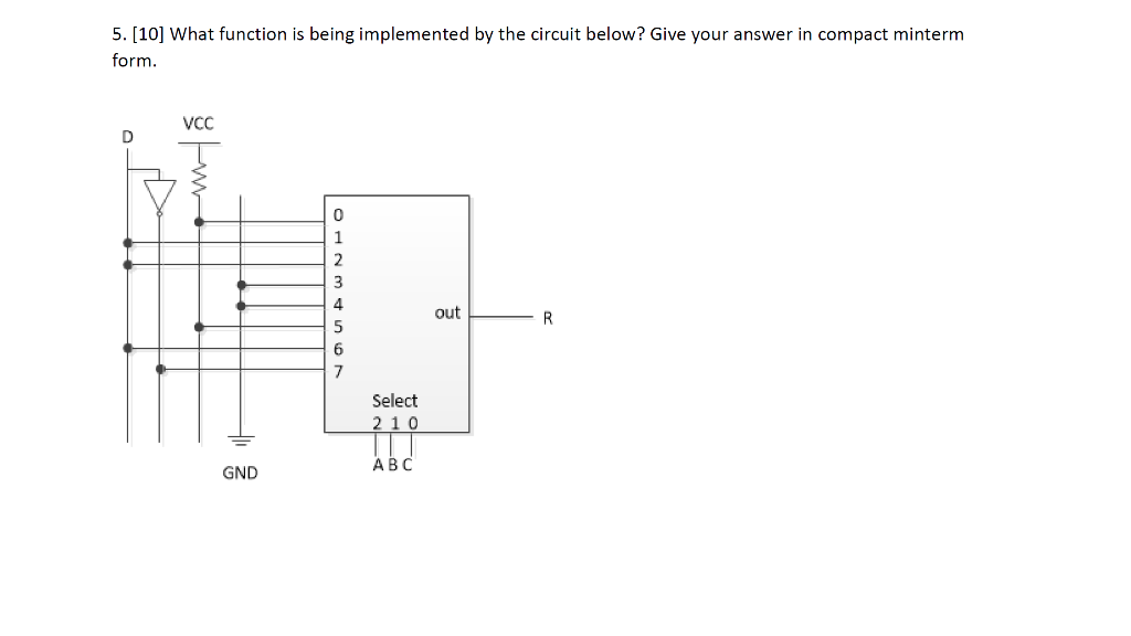 Solved 5. [10] What function is being implemented by the | Chegg.com